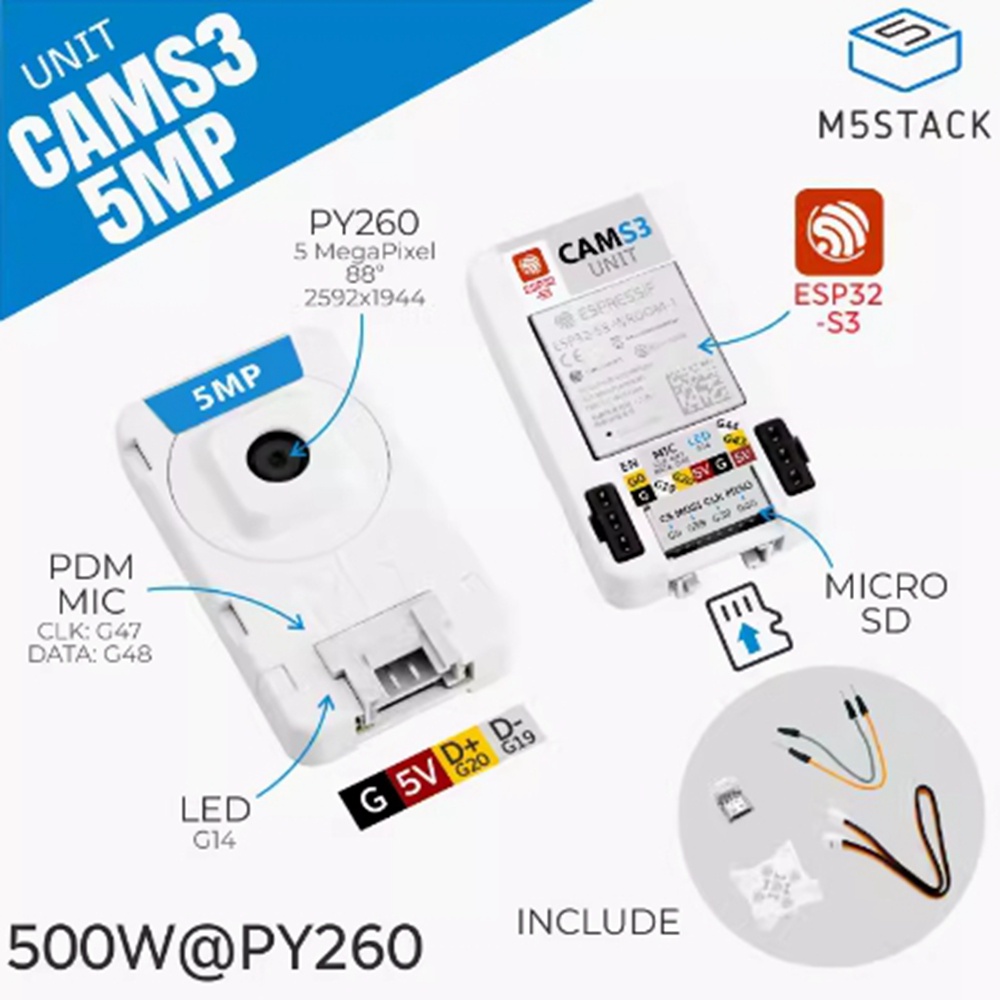 Jual PRF Unit CamS3 5MP Camera unit ESP32S3 5 million pixels PY260 ...