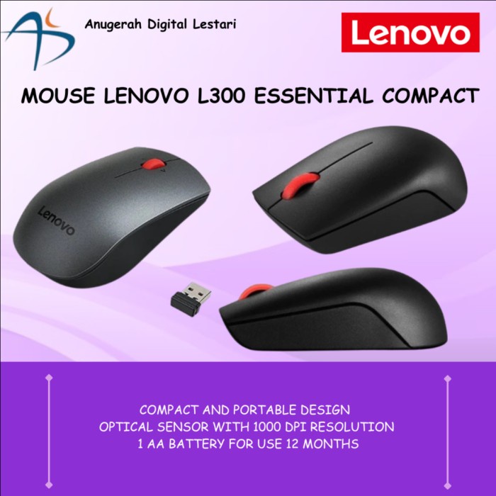 Jual Lenovo Compact Essential Wireless Mouse L300 Original | Shopee ...