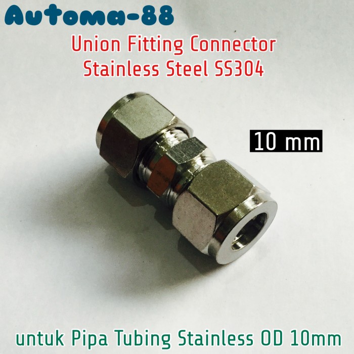 Jual SS304 Union Connector 10mm Fitting Sambungan Tubing Stainless OD ...