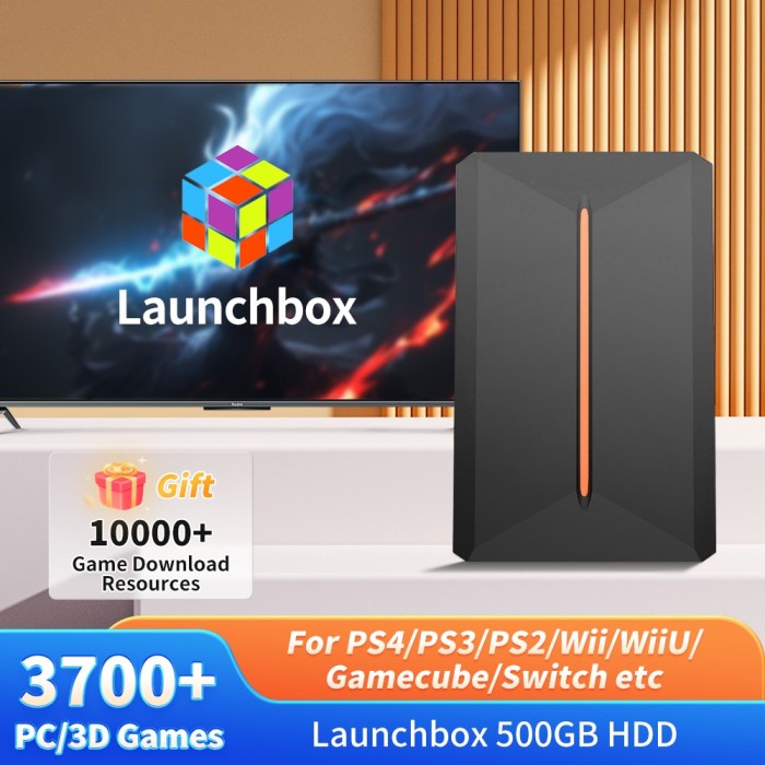Jual Launchbox 500GB Game Hard Drive Portable Gaming HDD with 3700+PC ...