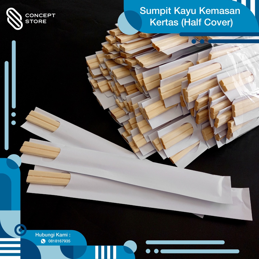 Jual yangbaru- Sumpit Kayu Dempet Kemasan Kertas Polos 100pcs | Shopee ...