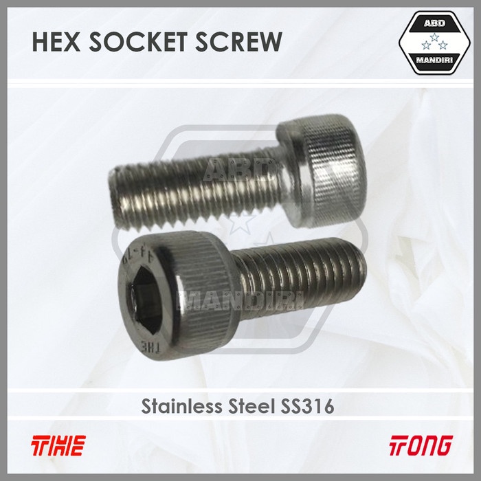 Jual SS316 Baut L Stainless M8 X 40 ( SUS316 Hex Socket Cap Screw A4-70 ) M8x40 / 8x40 / Baut L ...