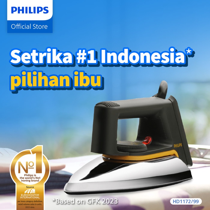 Jual Philips Setrika Kering Classic HD1172/99 - Hitam Tapak Anti ...