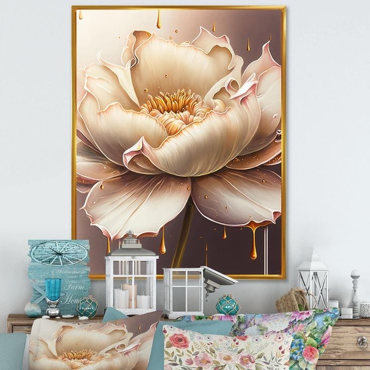 Jual Lukisan Dinding Bunga Tekstur Timbul Tebal Modern art Aesthetic ...
