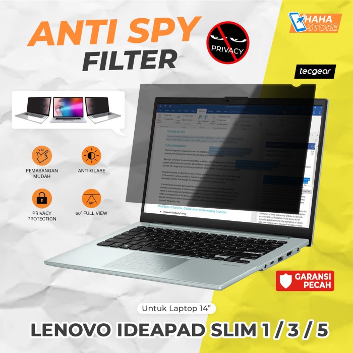 Jual Lenovo Ideapad Slim 1 3 5 Anti Spy Filter Screen Guard Laptop ...