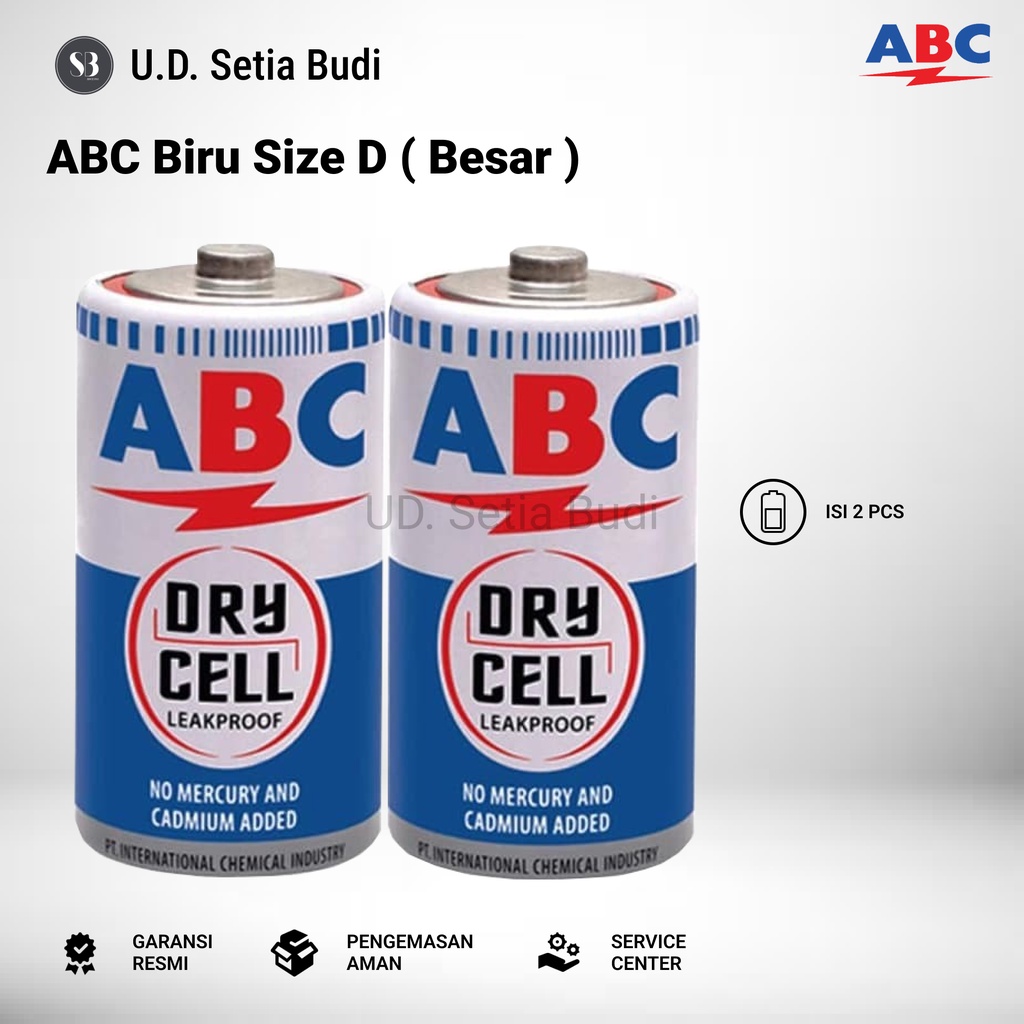 Jual Baterai ABC Biru Size D Battery ABC Biru Ukuran D R20 1.5V isi 2 ...