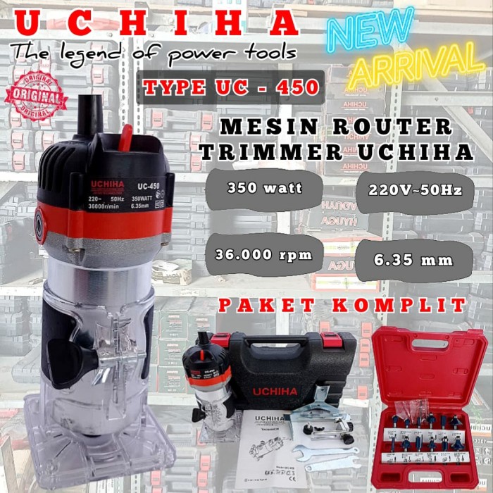 Jual Mesin Profil Router Trimmer Kayu ukir 6mm uchiha trimer + mata set ...