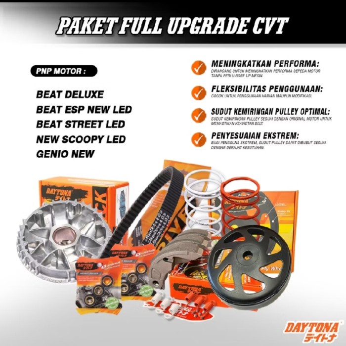 Jual Paket Upgrade Cvt Full Set Daytona Racing New Scoopy Beat Genio ...