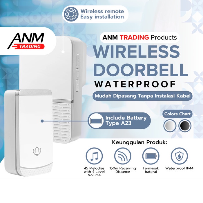 Jual WW- Bel Rumah Wireless / Door Bell Waterproof Tahan Air 1 Receiver ...