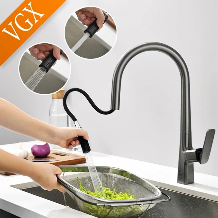 Jual VGX Pull Out Kitchen Sink Faucet Stream Sprayer Kitchen Gourmet ...