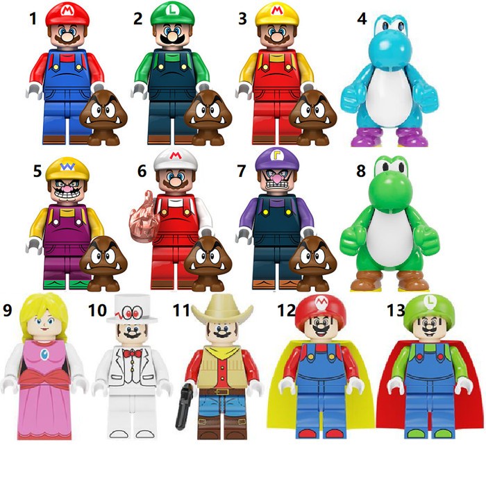 Jual Mario Luigi Wario Waluigi Yoshi Dino Brothers Bros Action Mini ...