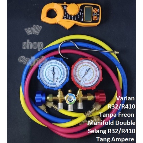 Jual PAKET ALAT PENGISIAN FREON AC RUMAH R32 MANIFOLD DOUBLE + TANG ...
