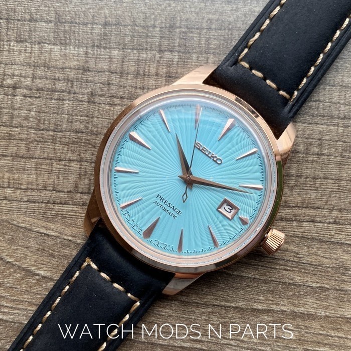Jual WMNP Seiko Mod Presage Automatic Vintage Sky Blue Rose Gold Body ...