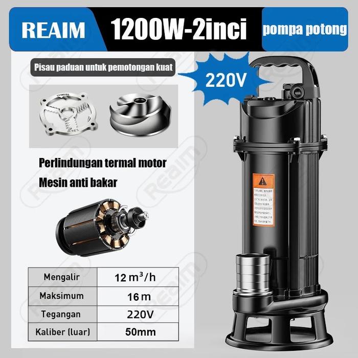 Jual REAIMPompa Celup Air Kotor 1500 watt Submersible Pump 2 inch Pompa Kolam Ikan / Banjir ...