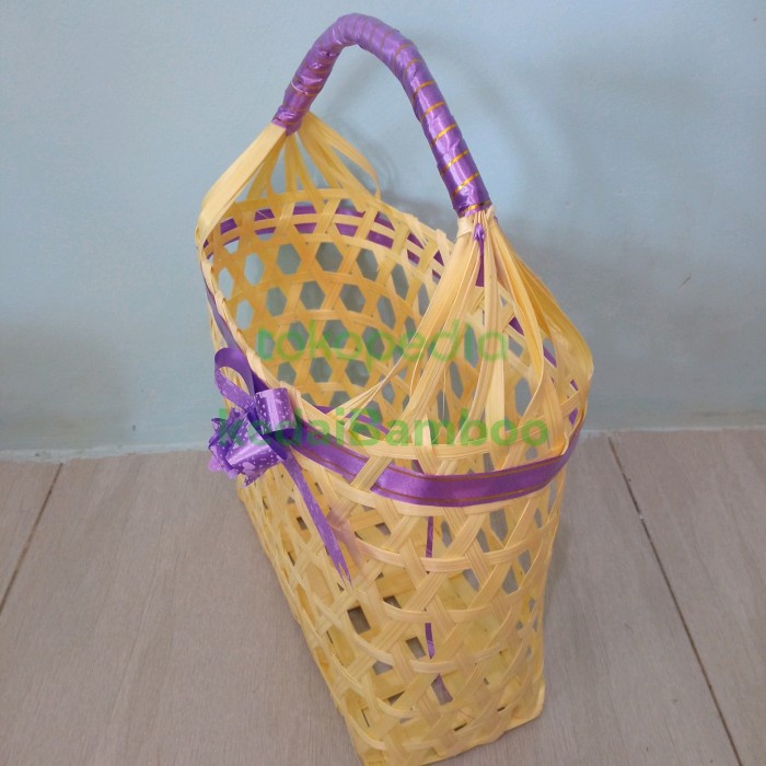 Jual TERUJI Tas Keranjang Anyaman Bambu 25x10x20 Tas Hamper Kemasan Parcel Kado | Shopee Indonesia