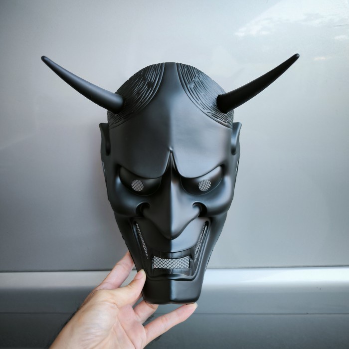Jual PREMIUM topeng jepang oni hannya black doft custom | Shopee Indonesia