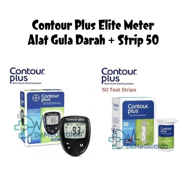 Jual Contour Plus Elite Meter (Alat Gula Darah) + 50 Test Strip Contour ...