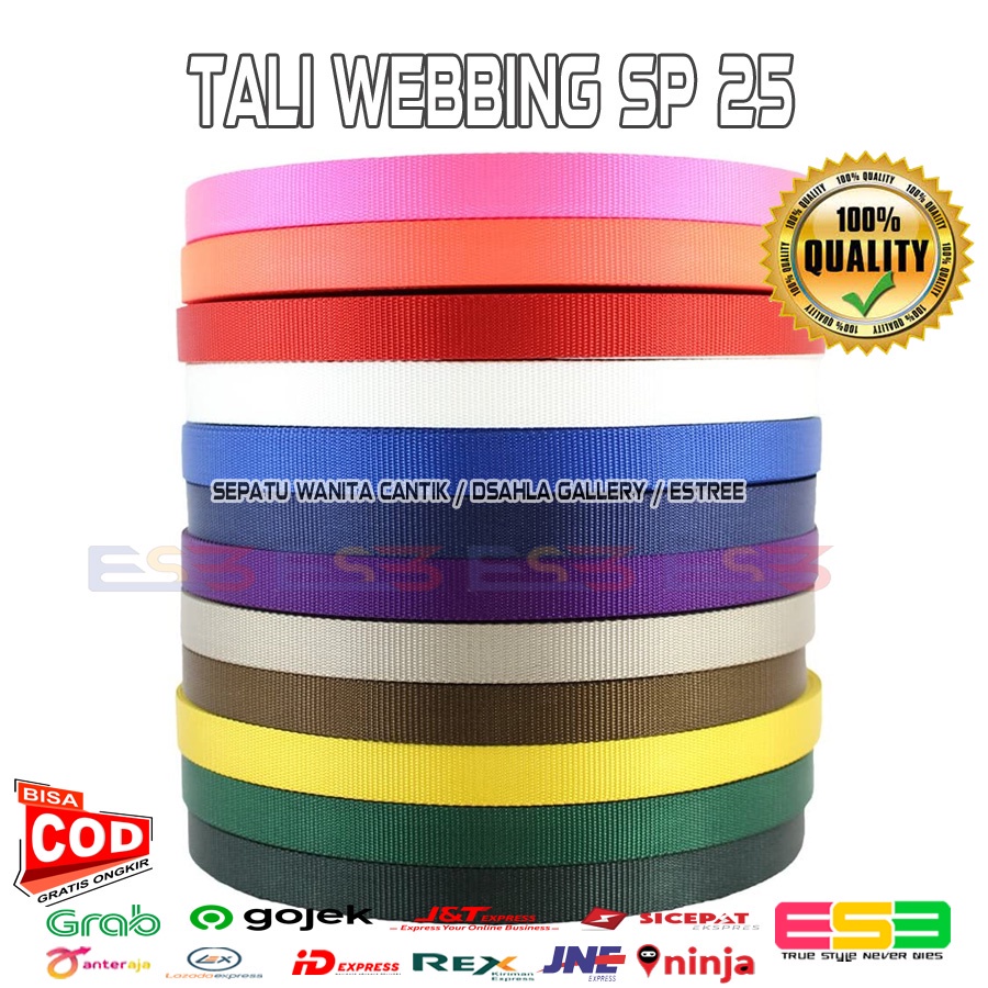 Jual Tali Webbing 2.5cm Tebal Tabular Hammock Tas Nylon Tali Sling Belt ...