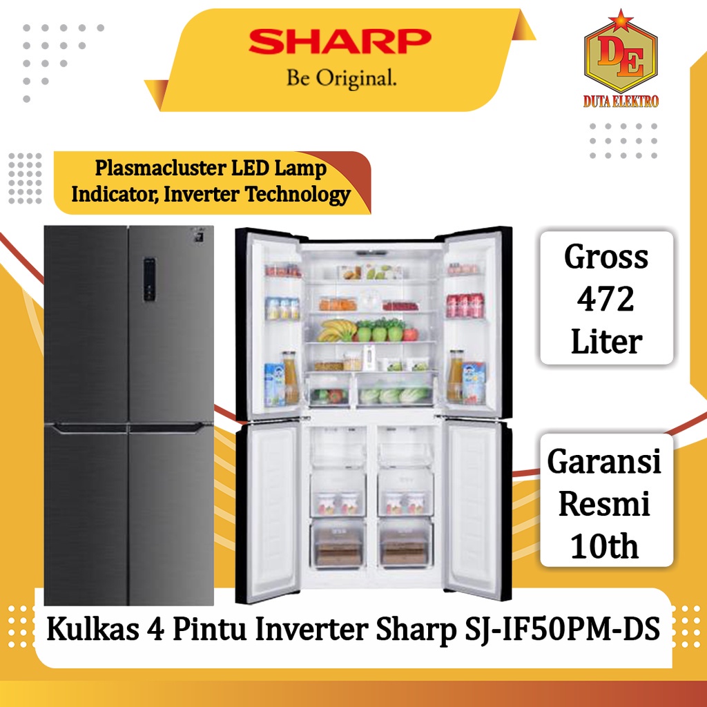 Jual Kulkas 4 Pintu Sharp SJIF 50 PMDS Inverter | Shopee Indonesia