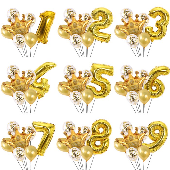 Jual Balon Set 7Pc Ultah Ulang Tahun Angka Happy Birthday Number Crown ...