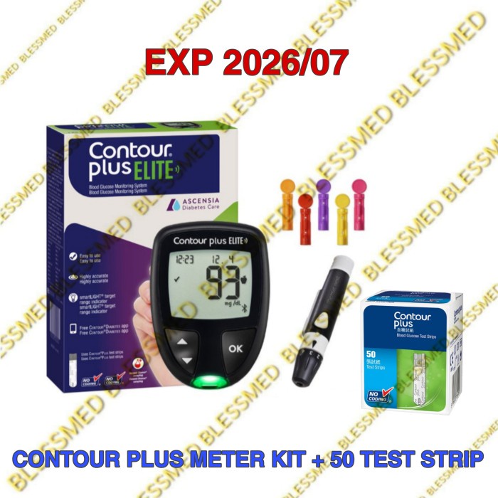 Jual Contour Plus Elite Meter (Alat Gula Darah) + 50 Test Strip ...