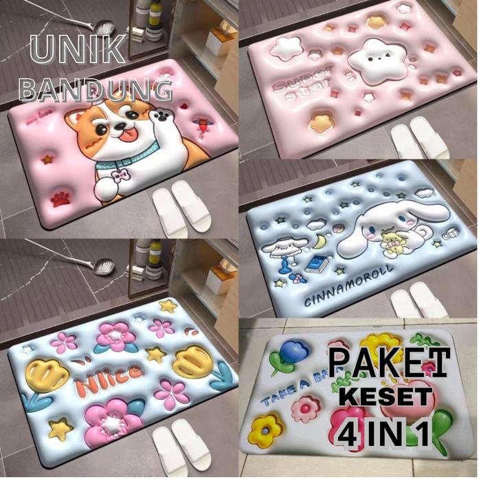 Jual PREMIUM UNIK BANDUNG Promo Paket 4 IN 1 Keset Lantai Diatomite 3D ...