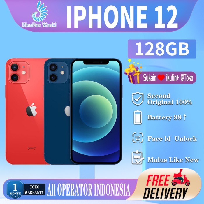 Jual iPhone 12 128GB Bekas Second Original100% All Sim Silent Fullset Mulus Normal Hp 3utools ...