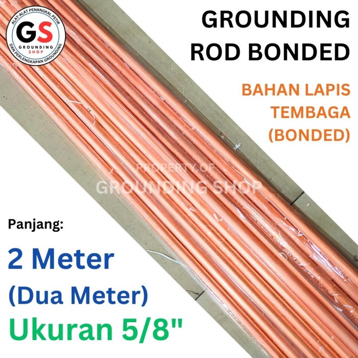 Jual Rod Copper Bonded 5/8 x 2 Meter / Stik Grounding Rod Copper Bonded ...