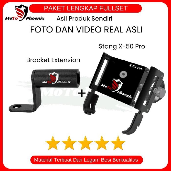 Jual PREMIUM Holder Motor Stang X-50 Pro MoTo Phoenix Full Logam Besi ...