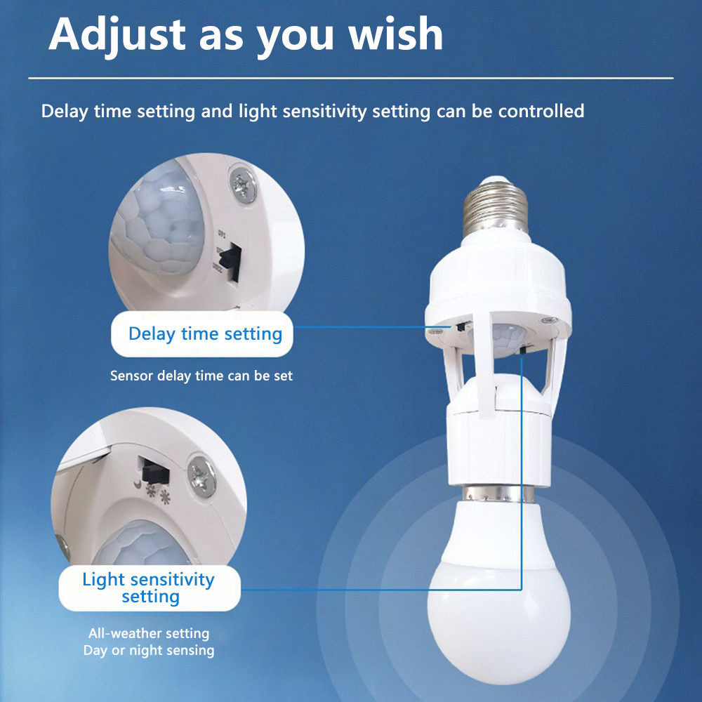 Jual PIR Human Induction Motion Sensor LED Night Lamp Socket Base E27 ...