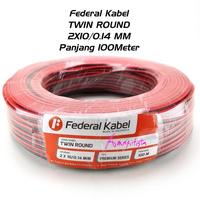 Jual Kabel Kecil Ac Dc 2X10 / 0.14Mm Twin Round Merah Hitam Federal ...