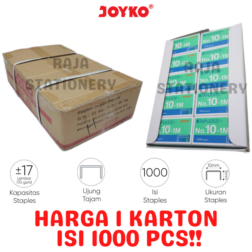 Jual STAPLES JOYKO NO.10 KECIL ISI HEKTER STAPLER STEPLER KECIL NO.10 ...