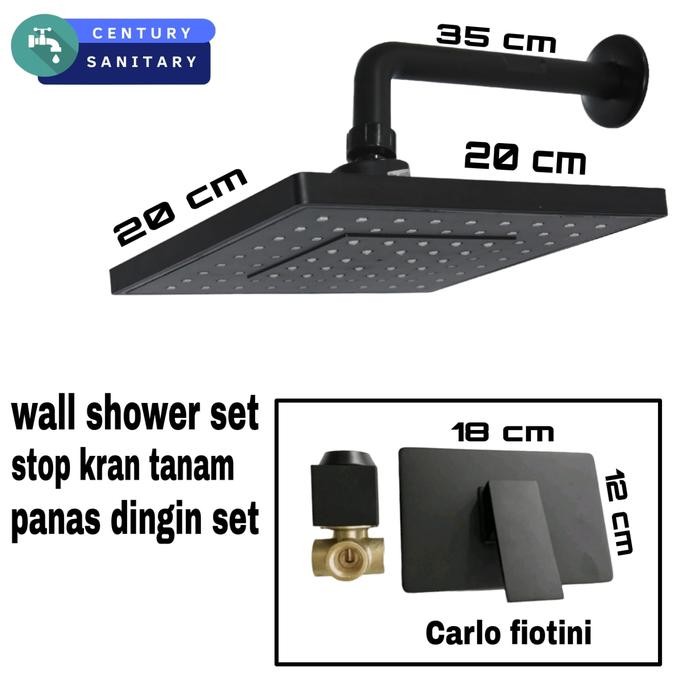 Jual Wall Shower Tanam Set Stop Kran Tanam Panas Dingin Hitam | Shopee Indonesia