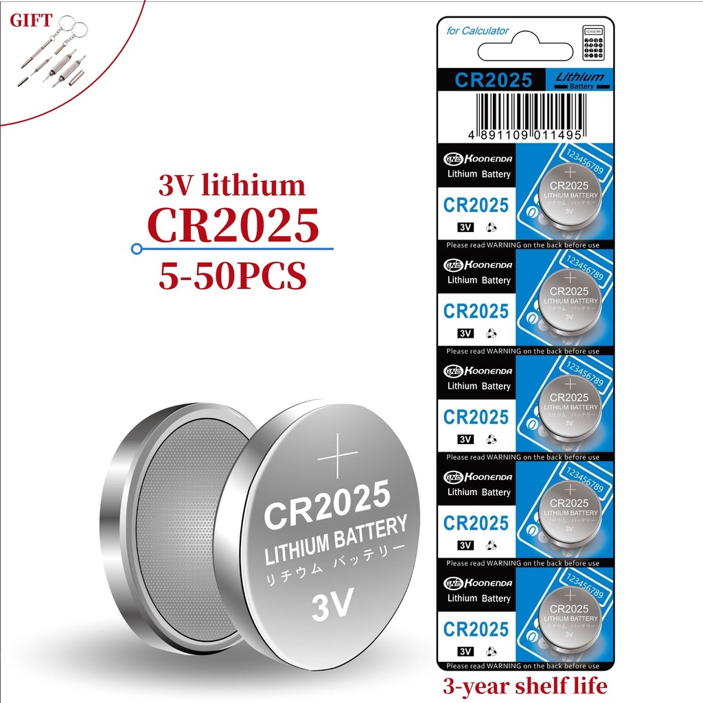 Jual 5PCS CR2025 3V Lithium Button Battery Button Coin Cells Batteries ...