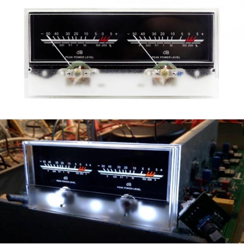 Jual Double pointer VU Meter Stereo Audio Amplifier Board DB Sound ...