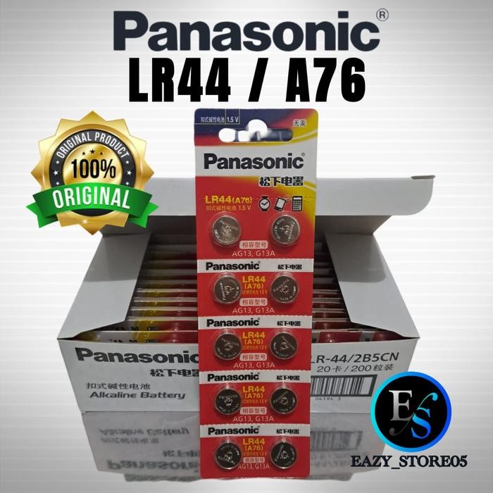Jual Baterai Panasonic LR44 A76 original Alkaline Battery 1,5 Volt / Batrai LR44 Original ...