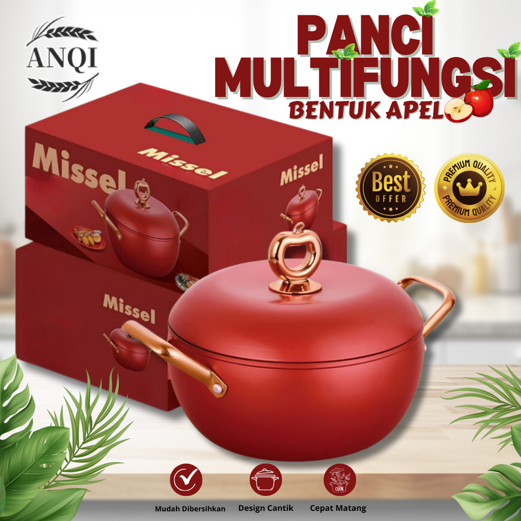 Jual ANQI 1888 Panci Exclusive Bentuk Apel Anti Lengket Diameter 26 CM ...