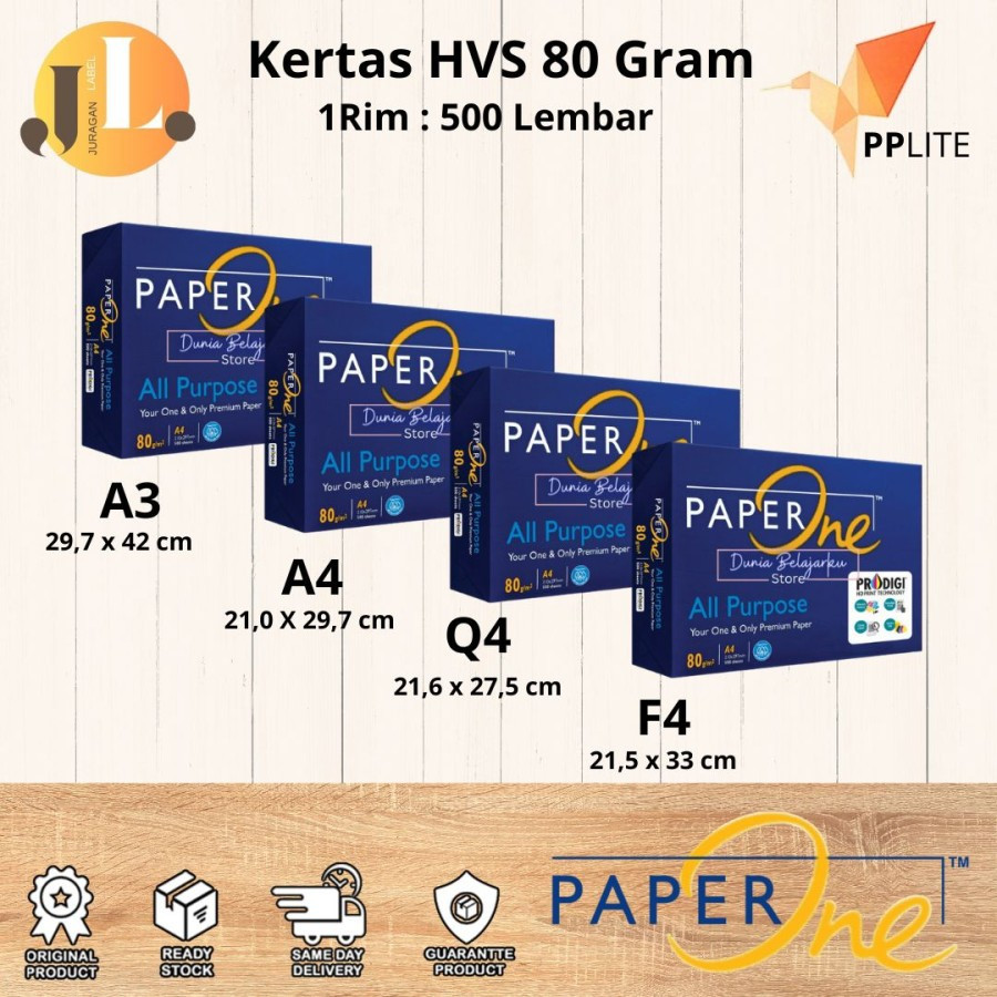Jual PaperOne 80Gr Q4 A4 F4 A3 Kertas HVS 1 Rim (500 Lembar) | Shopee Indonesia