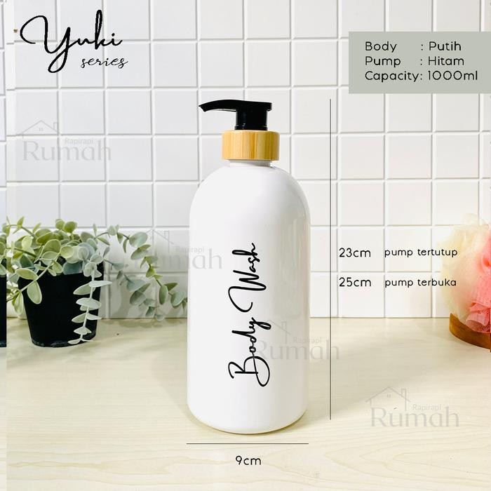 Jual YUKI - Botol Refill Dispenser Sabun Cair 1000 ML 1liter Pump Bambu ...
