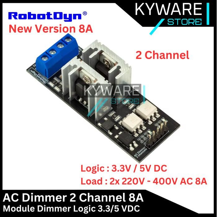 Jual Ac Light Dimmer Robotdyn Module 2 Dual Channel 220V 110V Logic 5V 3.3V 8A Grab/Gosend ...