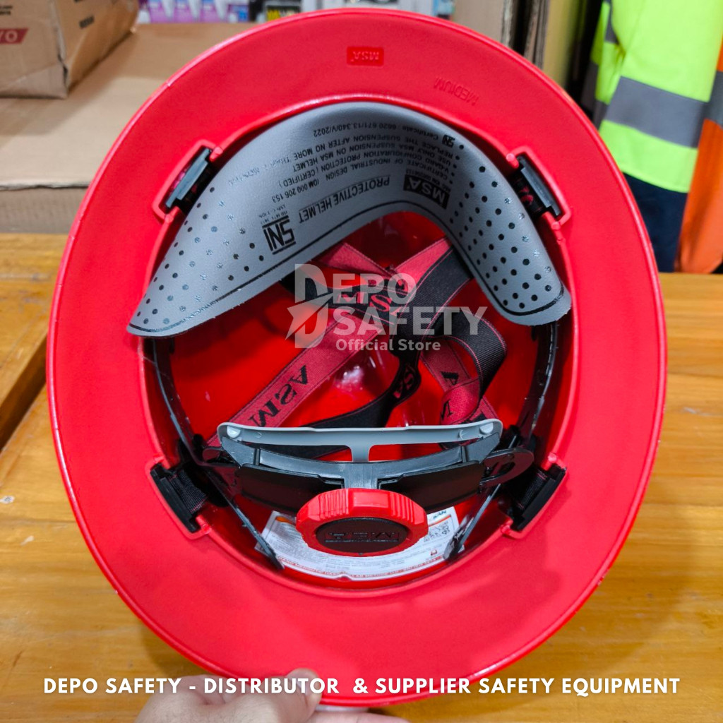 Jual Helm Safety MSA Full Brim V-GARD Merah FastRack Lokal SNI - Safety ...