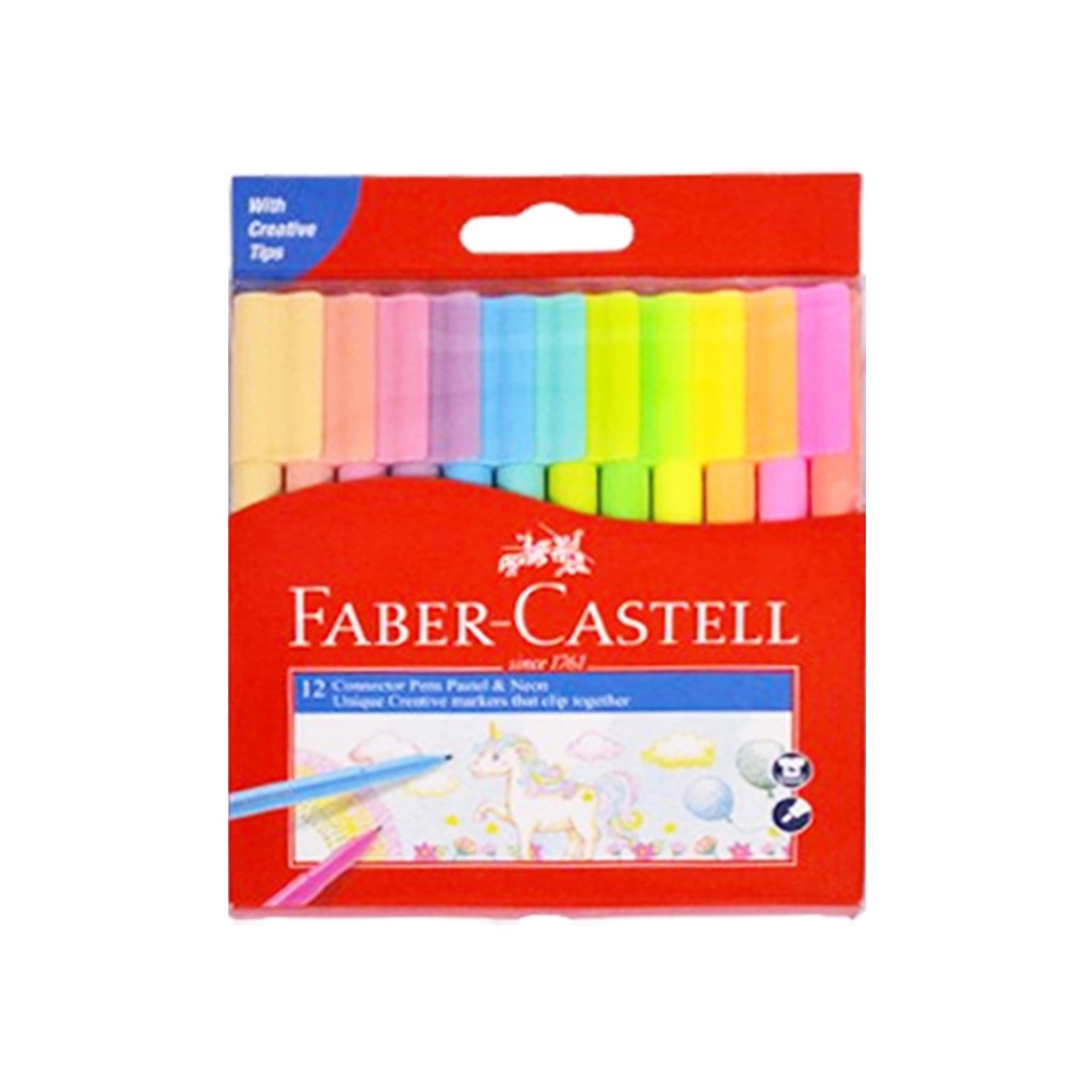 Jual Konektor Pen Faber Castell / Spidol Warna Set 12 Warna Neon Pastel ...