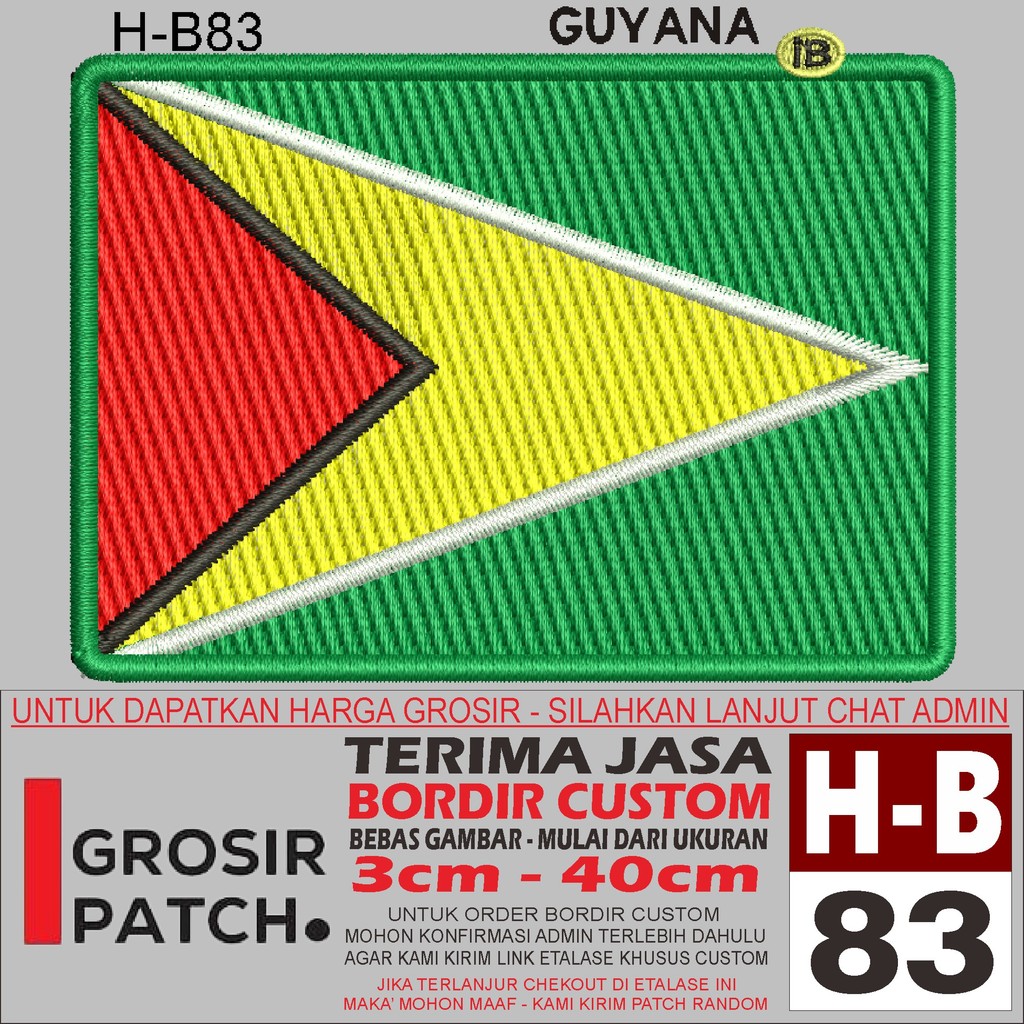 Jual FL-83 PATCH BORDIR LOGO H-B83 GUYANA FLAG/BENDERA | Shopee Indonesia