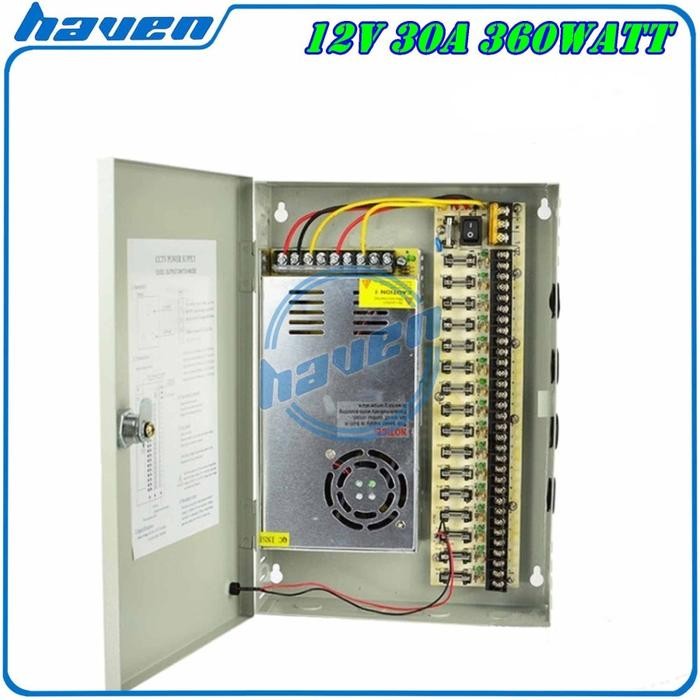 Jual Power Supply Box 30A 12V 18Ch / Cctv Adaptor/ Psu 12V 30A Box ...
