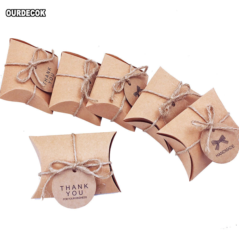 Jual 50 Buah/Lot Kotak Permen Bantal Kertas Kraft Lucu Kotak Permen ...