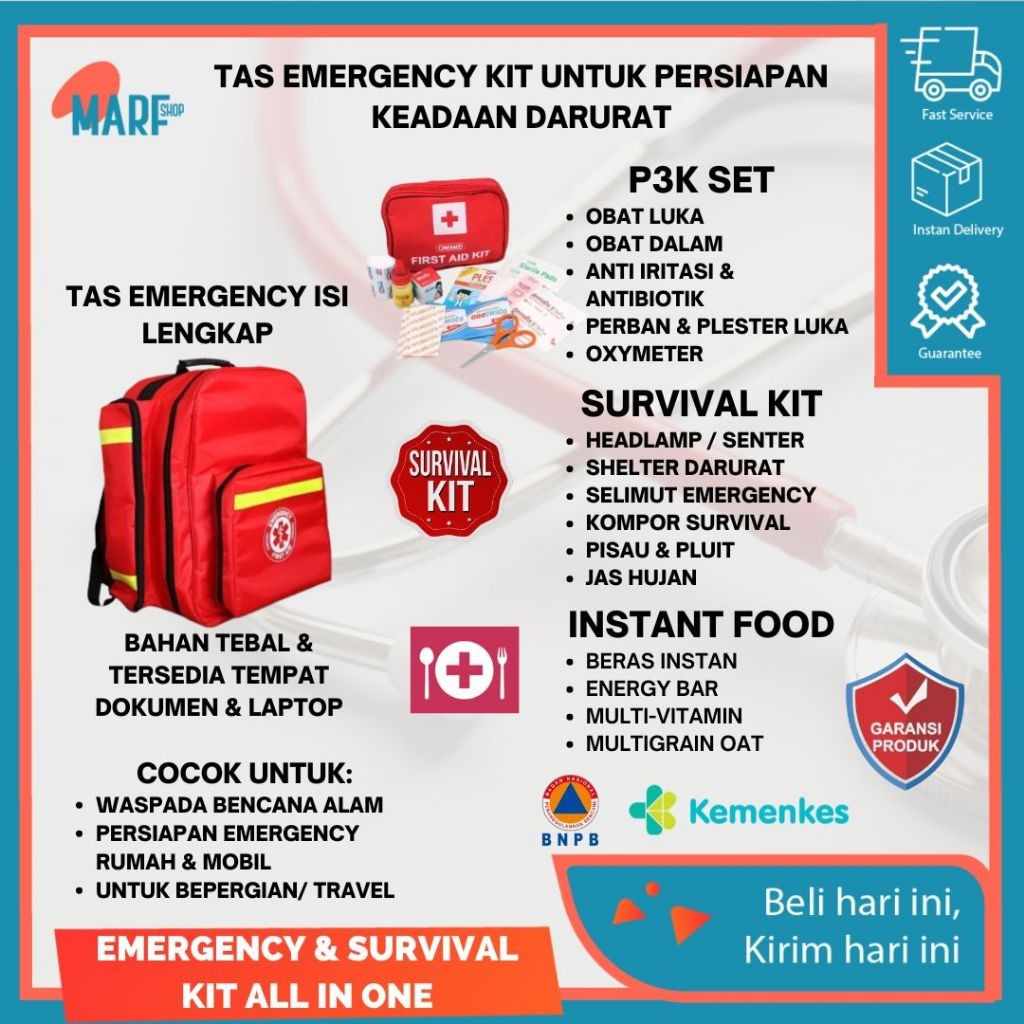Jual TAS EMERGENCY BENCANA EMERGENCY KIT P3K TAS DARURAT EMERGENCY BAG ...