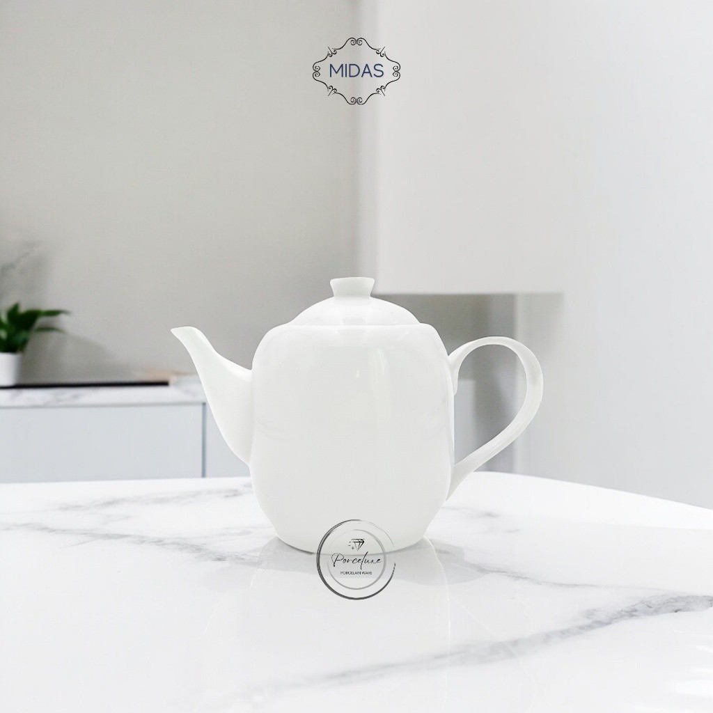 Jual Teko Poselen Bulat 10,5 cm Putih 750 ml Teapot Tea Pot Teh Kopi ...