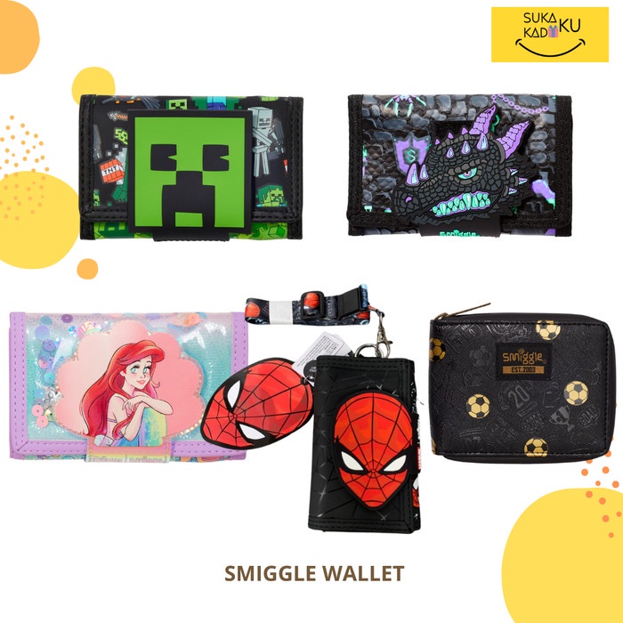 Jual SMIGGLE WALLET KIDS DOMPET ANAK IMPORT MINECRAFT/SPIDERMAN/ARIEL ...