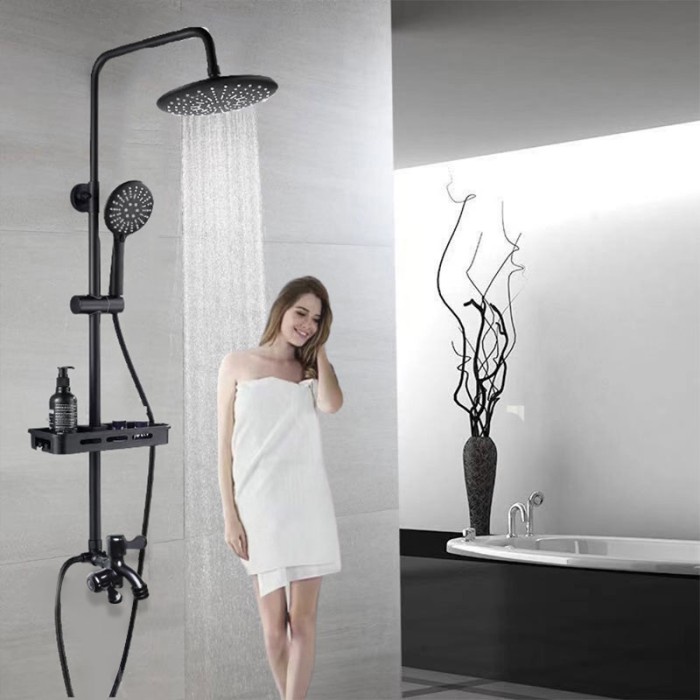 Jual Paloma - Set Shower Kamar Mandi Rain Shower Stainless Steel Hitam ...