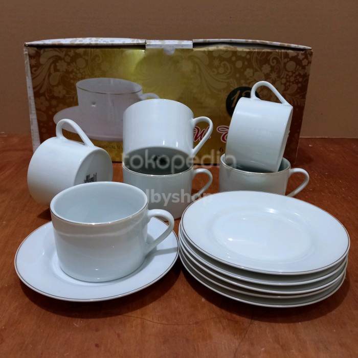 Jual Cangkir Putih Lis Emas (6 pasang) | Shopee Indonesia